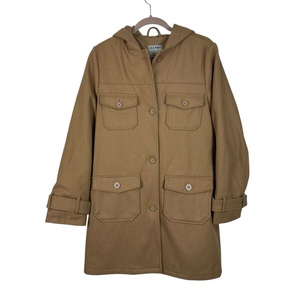 Old Navy | Jackets & Coats | Vintage Old Navy Coat Women Large Camel Brown Wool Blend Long ...